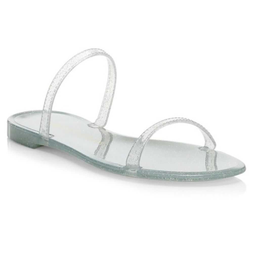 Stuart Weitzman Silver Glitter Jelly Sandals Sawyer S… - Gem